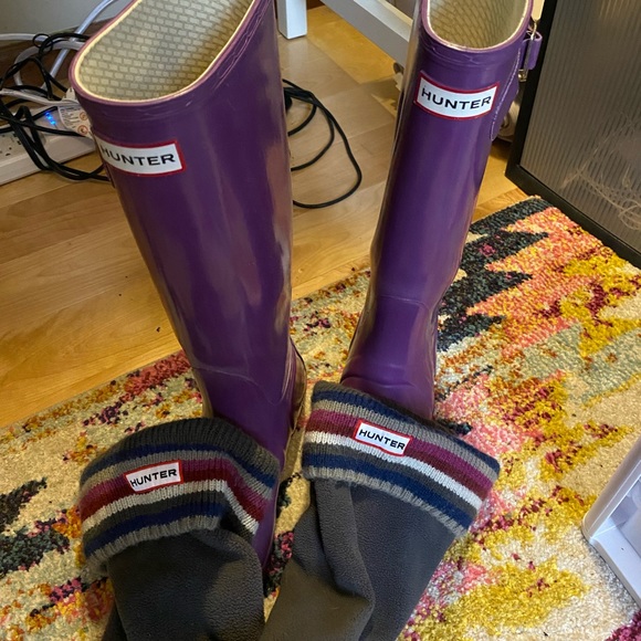 Hunter | Shoes | Hunter Original Tall Gloss Womens Rain Boots Violet ...